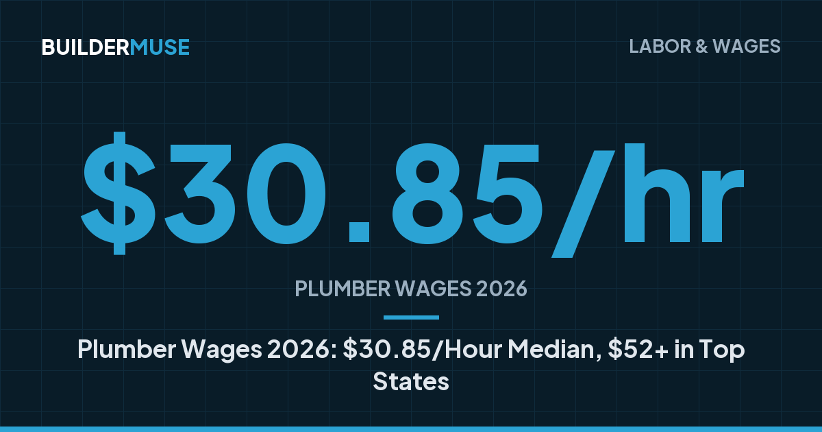 Plumber Wages 2026: $30.85/Hour Median, $52+ in Top States | Buildermuse